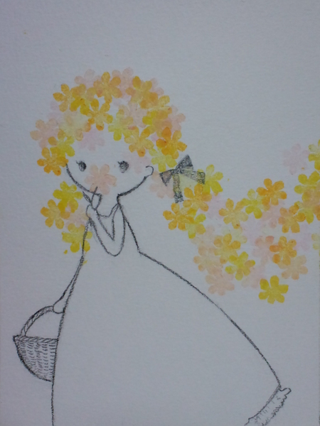 「おはなのおんなのこ」 by Ririko｜Artmeter｜暮らしを彩るアートが、きっと見つかる